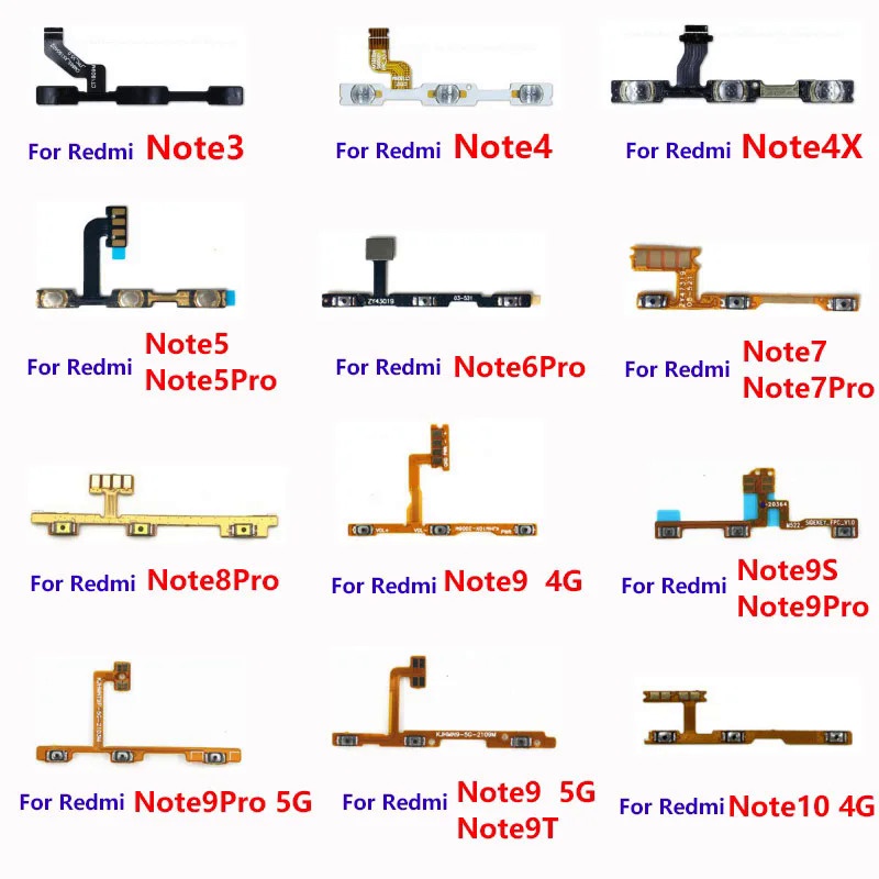 ปุ่มกดสวิตช์เปิดปิด ควบคุมระดับเสียง สายเคเบิลอ่อน สําหรับ XiaoMi Redmi Note 10 3 6 7 9 8 8T Pro ...
