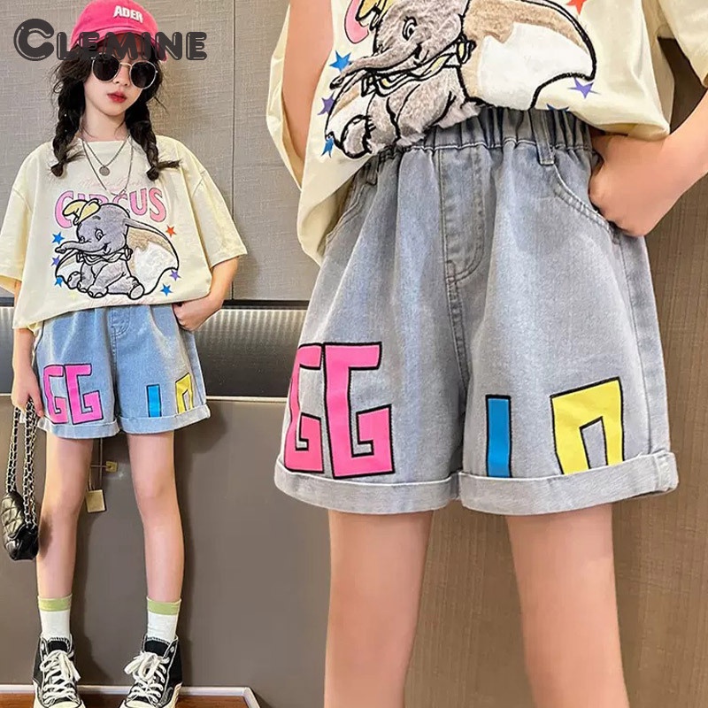 Clemine กางเกงยีนขาสั้น อเนกประสงค์ มีสไตล์ สําหรับเด็กผู้หญิง | Shopee ...