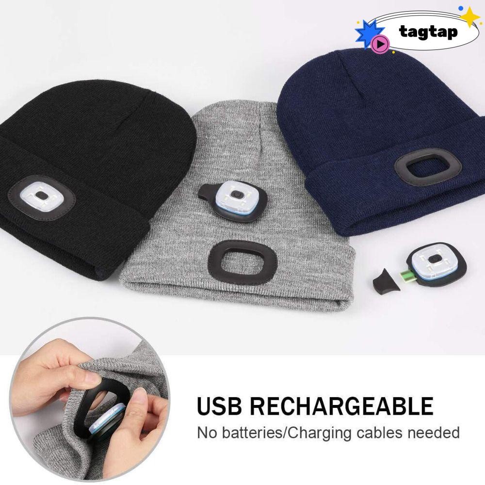 หมวกบีนนี่ TAGTAP, หมวกเรืองแสง LED กําลังสูง, ไฟโคมไฟหัวร้อนพร้อม USB ...