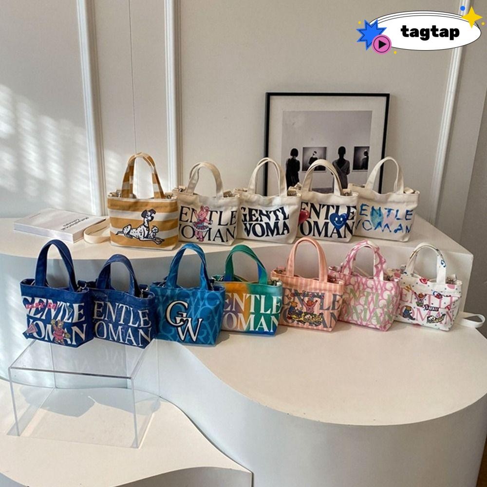 Tagtap กระเป๋าสะพายข้าง, กระเป๋าสะพายเพ้นท์ตัวอักษรผ้าแคนวาส, ของขวัญ ...