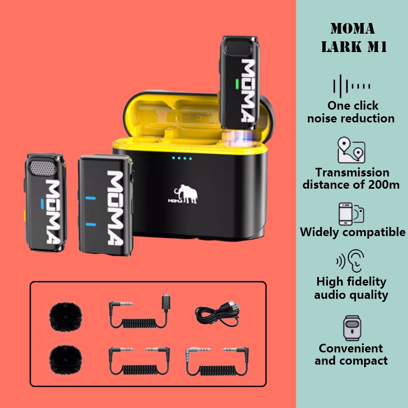 Moma Lark M1 ไมโครโฟนไร้สาย ลดเสียงรบกวน สะดวก สําหรับถ่ายทอดสด | Shopee Thailand