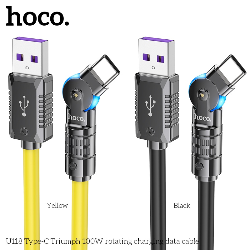 Hoco U118 สายชาร์จหัวหมุนได้ 180 องศา สายหนา ทนทาน 5.8mm ชาร์จเร็ว Type ...