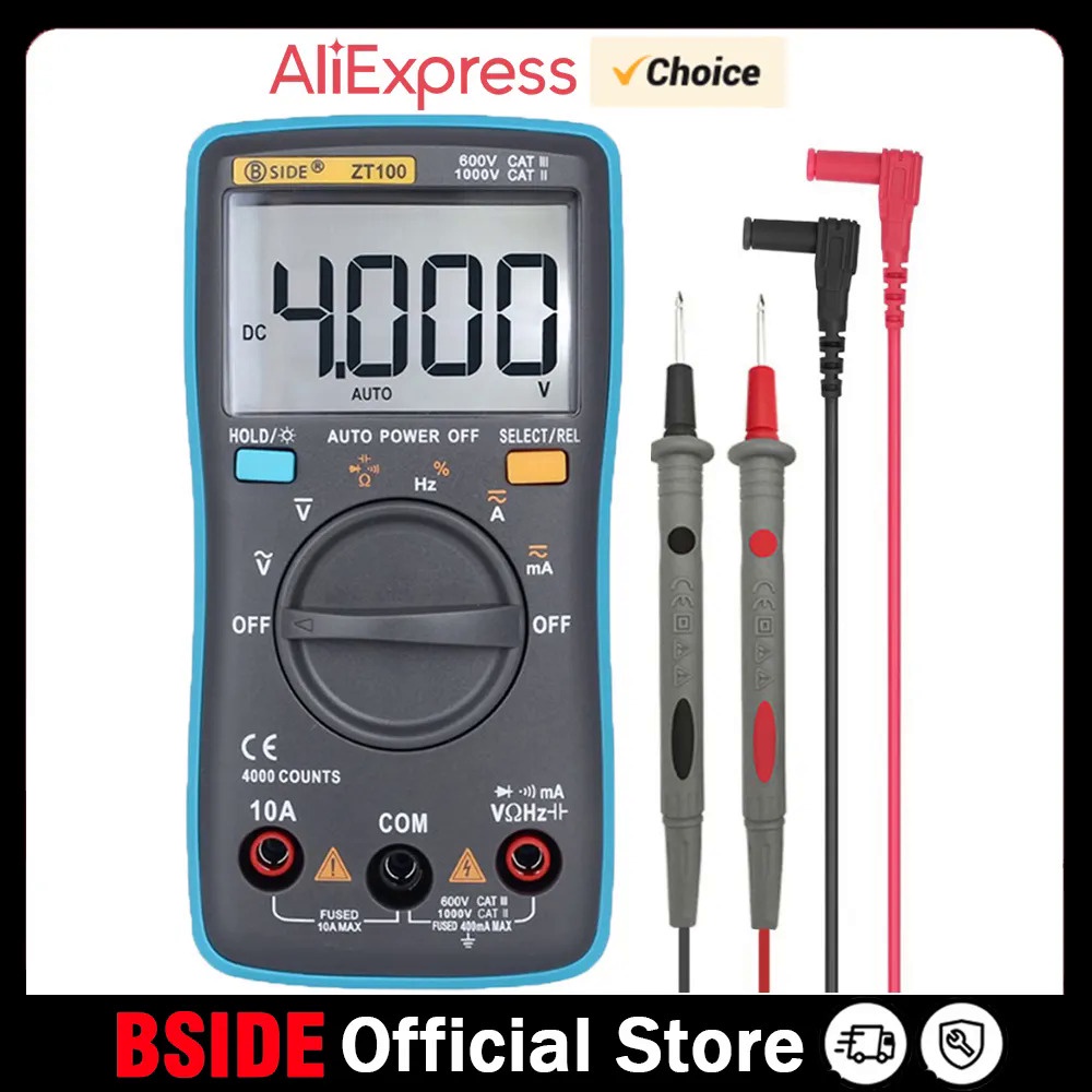 Digital Multimeter ZT100 4000 counts DC/AC Voltage Current Capacitance ...