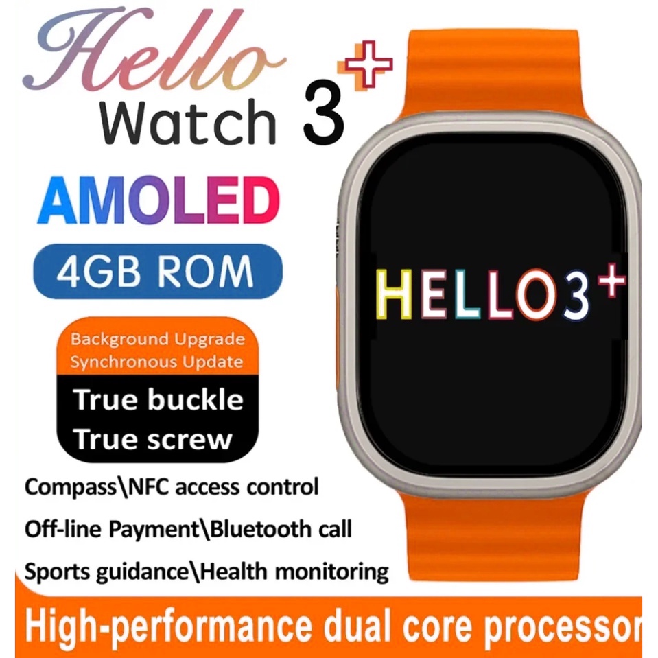 ใหม่ Hello Watch 3 Plus สมาร์ทวอทช์ 4GB ROM 2 นิ้ว 49 มม. อัลบั้มเพลง E ...
