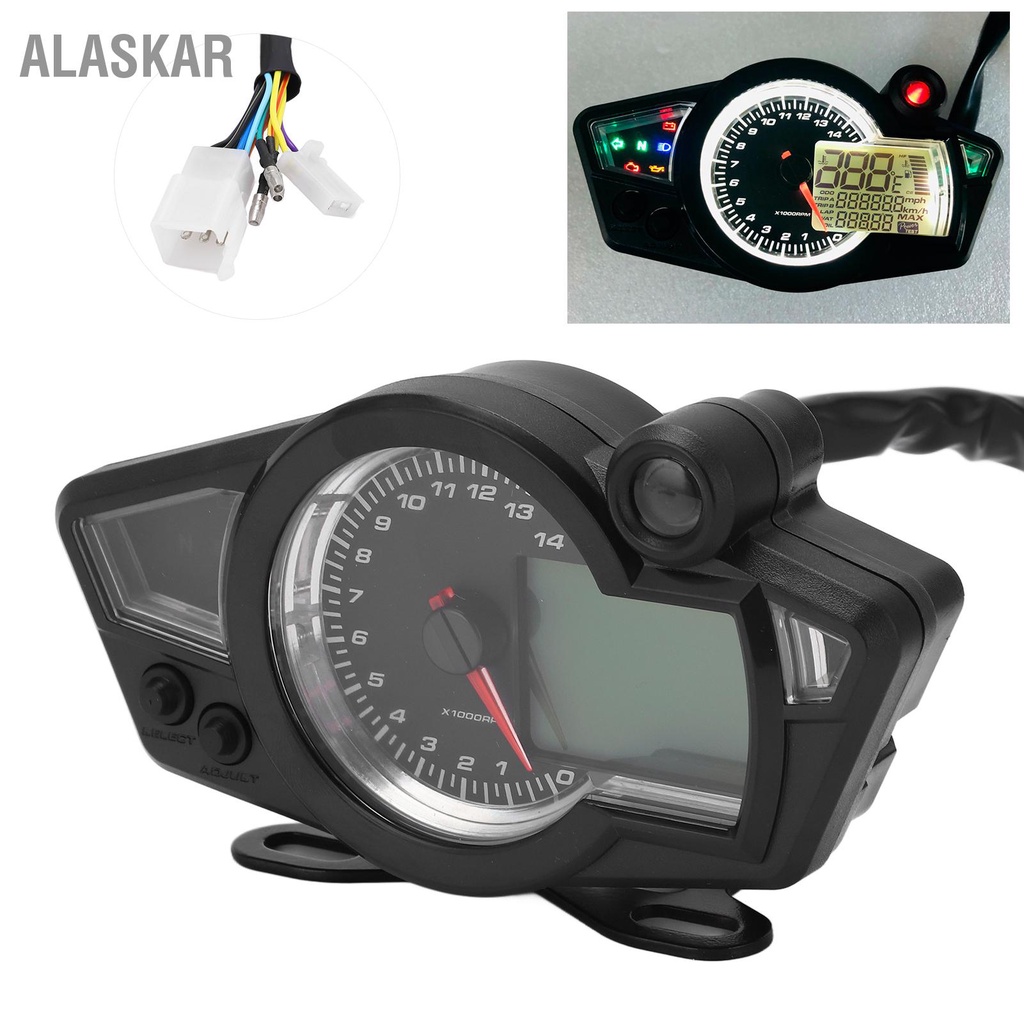 ALASKAR DC12V Speedometer TACHOMETER Anti Glare Backlight Universal ...