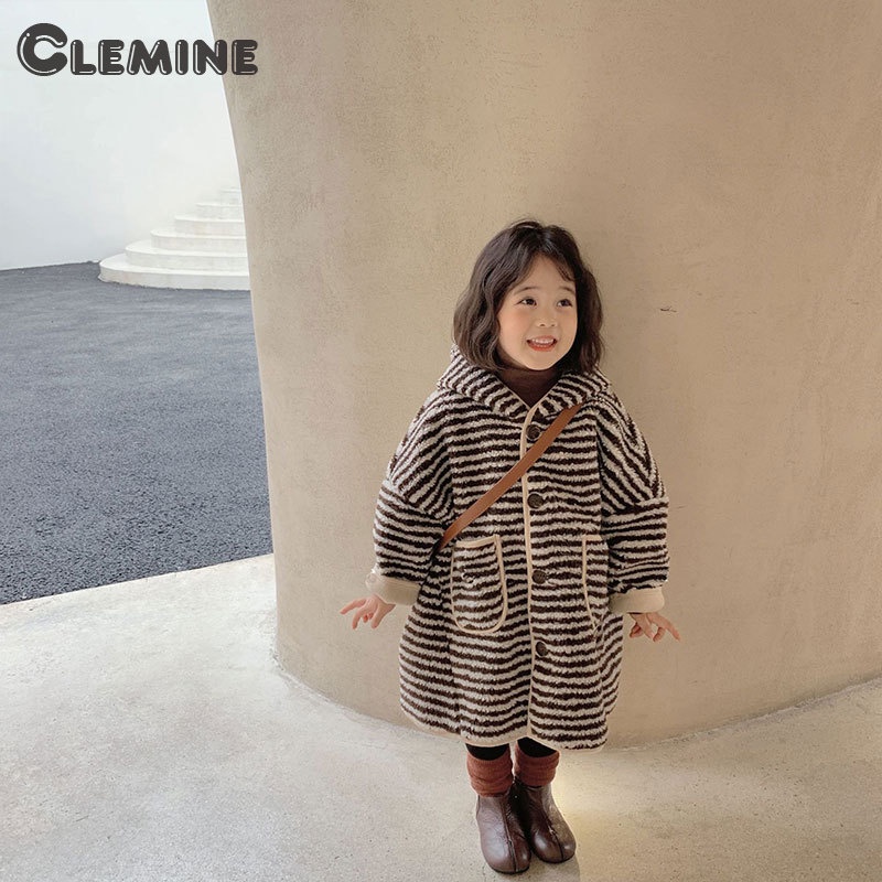 Clemineเสื้อโค้ท มีฮู้ด ขนเฟอร์ แบบหนา ความยาวปานกลาง สําหรับเด็กอายุ 3 ...