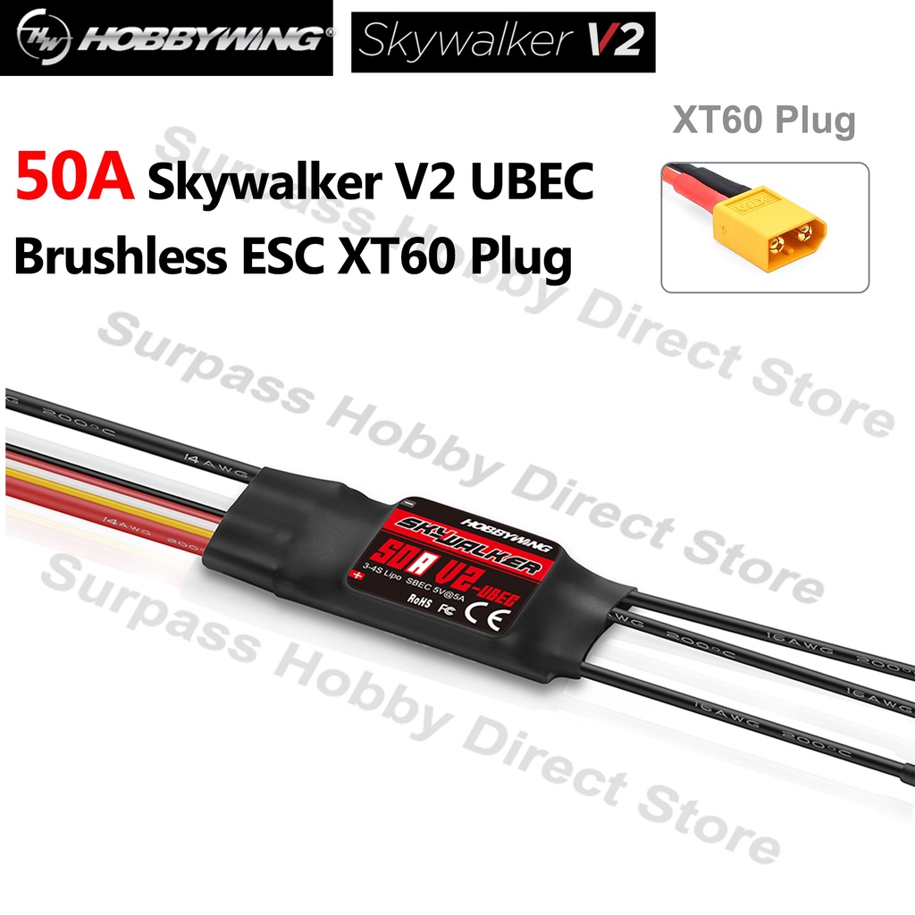 Hobbywing Skywalker ตัวควบคุมความเร็ว ESC 15A 30A 40A 50A 60A 80A 100A V2 UBEC XT60 สําหรับโดรน ...