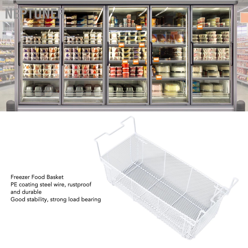 NEPTUNER Fridge Mesh Basket with Handle Steel Wire Freezer Storage ...