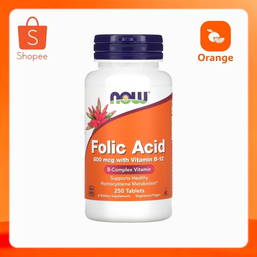 NOW Foods, Folic Acid, 800 mcg, 250 Tablets | Shopee Thailand