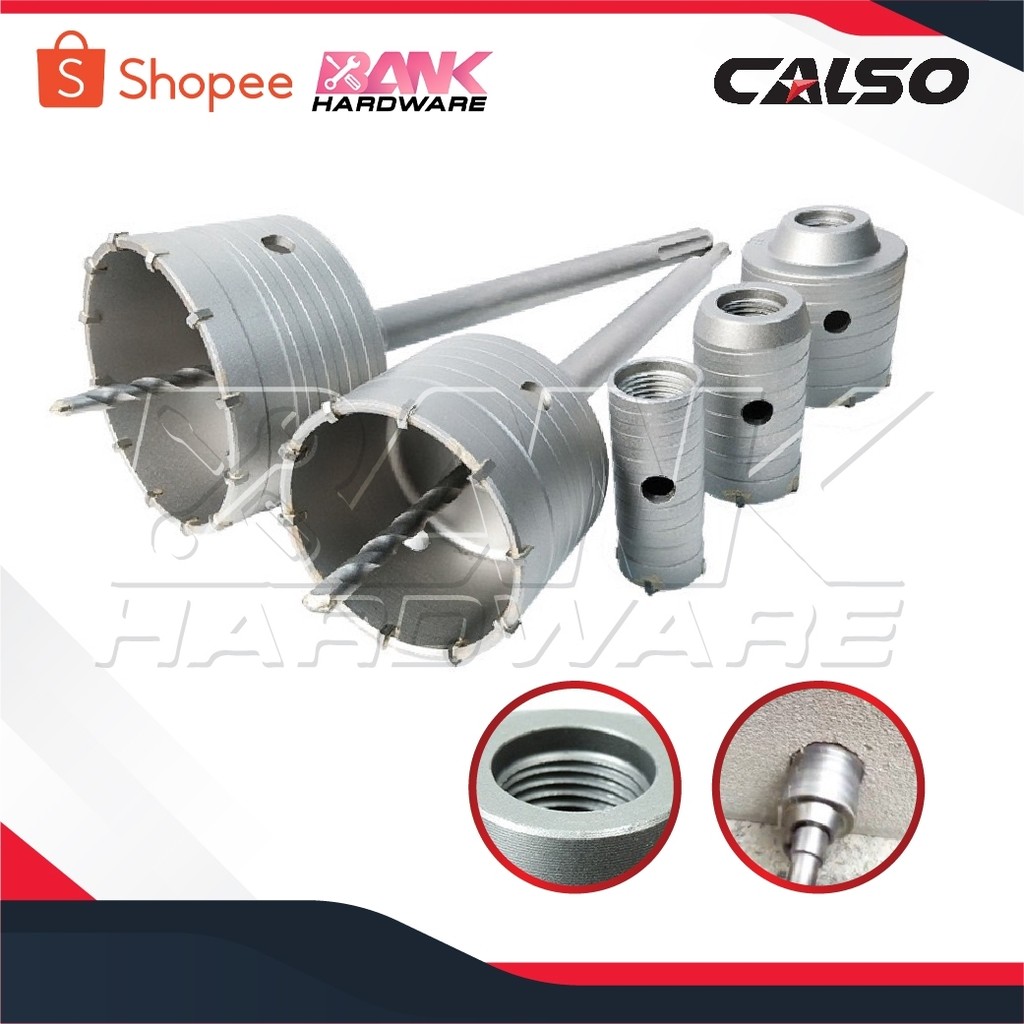 CALSO โฮลซอเจาะคอนกรีต ดอกโฮลซอเจาะปูน ติดคาร์ไบด์ แกน SDS Plus ใช้กับสว่านโรตารี่ [ มีขนาด 30 ...
