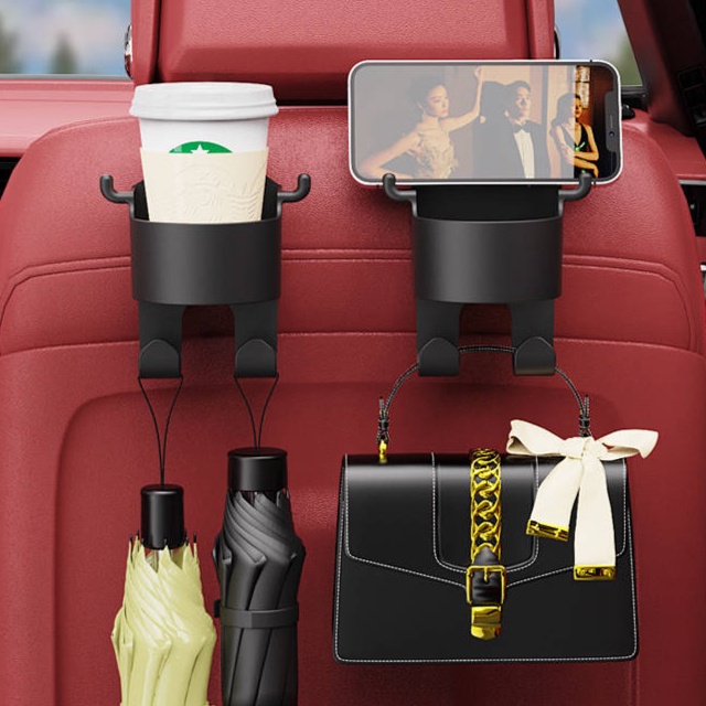 Car Hook Seat Back Multi-Function Hook Storage Box for Car Water Cup Holder Mobile Phone Holder ...