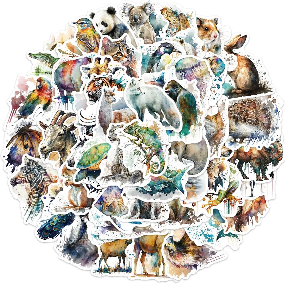 10/50PCS Cute Zoo Wild Animals Cartoon Stickers for Kids Toy DIY Luggage Laptop Guitar ...