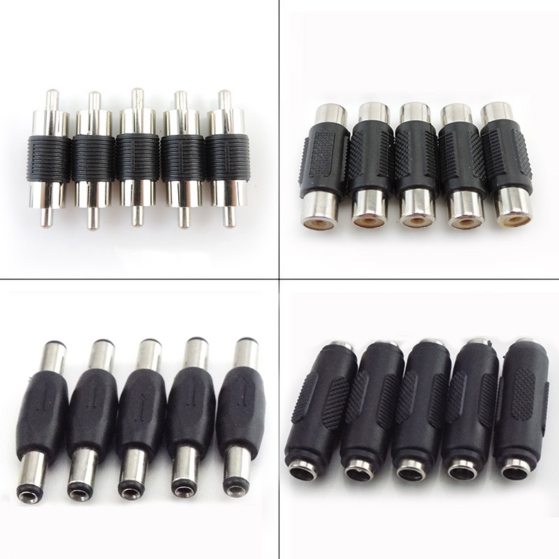 5 ชิ้น Dual RCA ชายชายหญิงกับหญิง Audio video jack plug/DC Double Power ...
