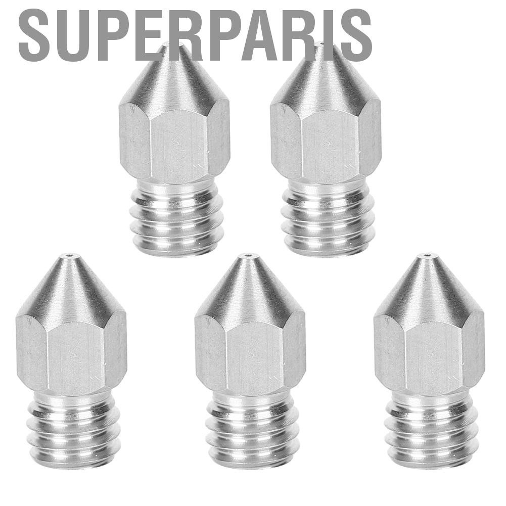 Superparis 5pcs 3D Printer Nozzles Extruder Stainless Steel Nozzle ...