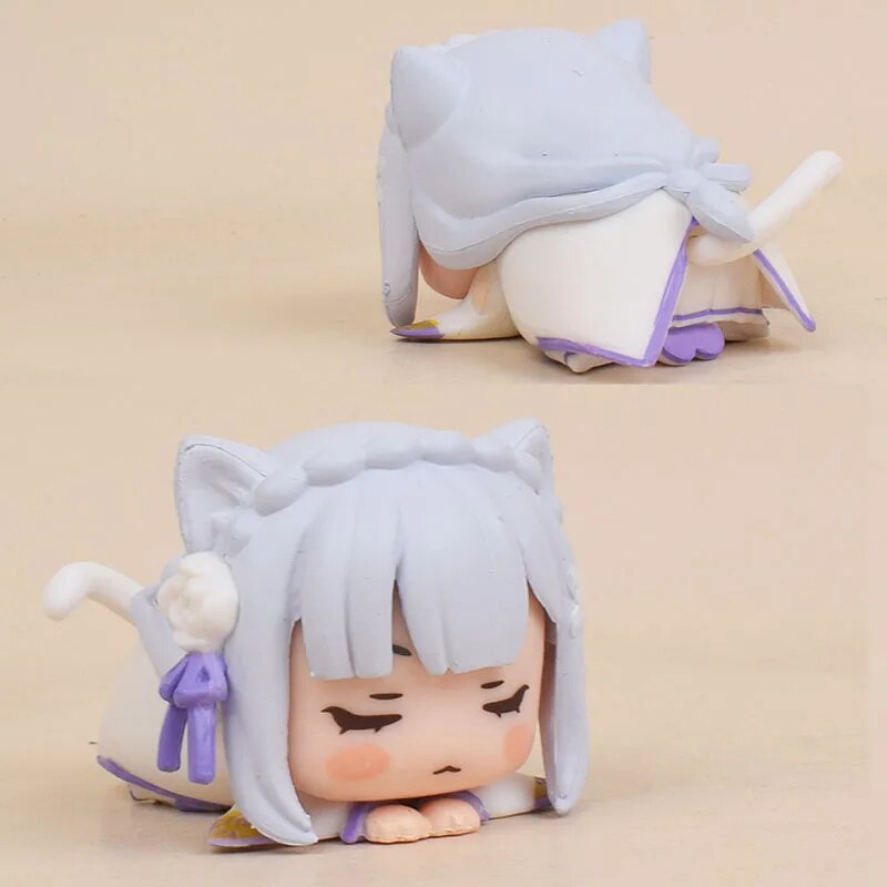 Re Zero Kawaii Anime Figure Rem Ram Emilia Echidna Action Figures Cat ...
