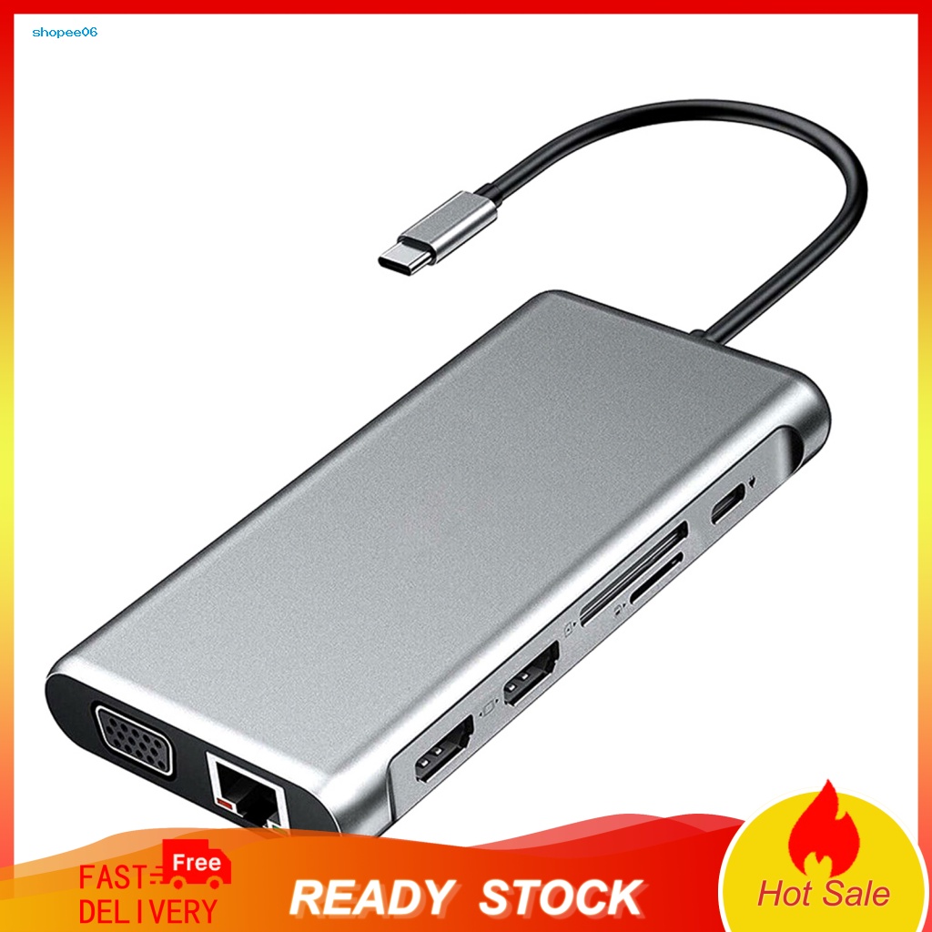 Setn 12 in 1 ตัวแปลงขยาย Type-C HDMI เชื่อมต่ออินเตอร์เฟซ แบบคู่ | Shopee Thailand