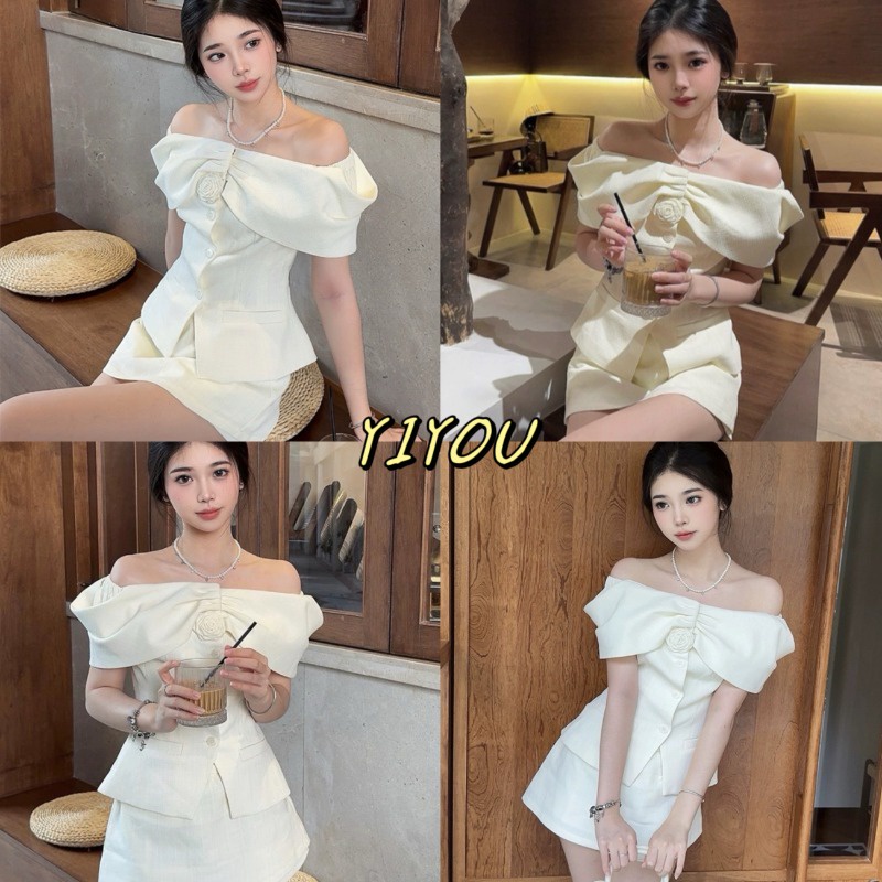 YIYOU จัดส่งจากกรุงเทพฯ เสื้อแฟชั่นสตรี สูททรงหลวมเอวสูง กระโปรงฤดูร้อนใหม่ Q146 | Shopee Thailand