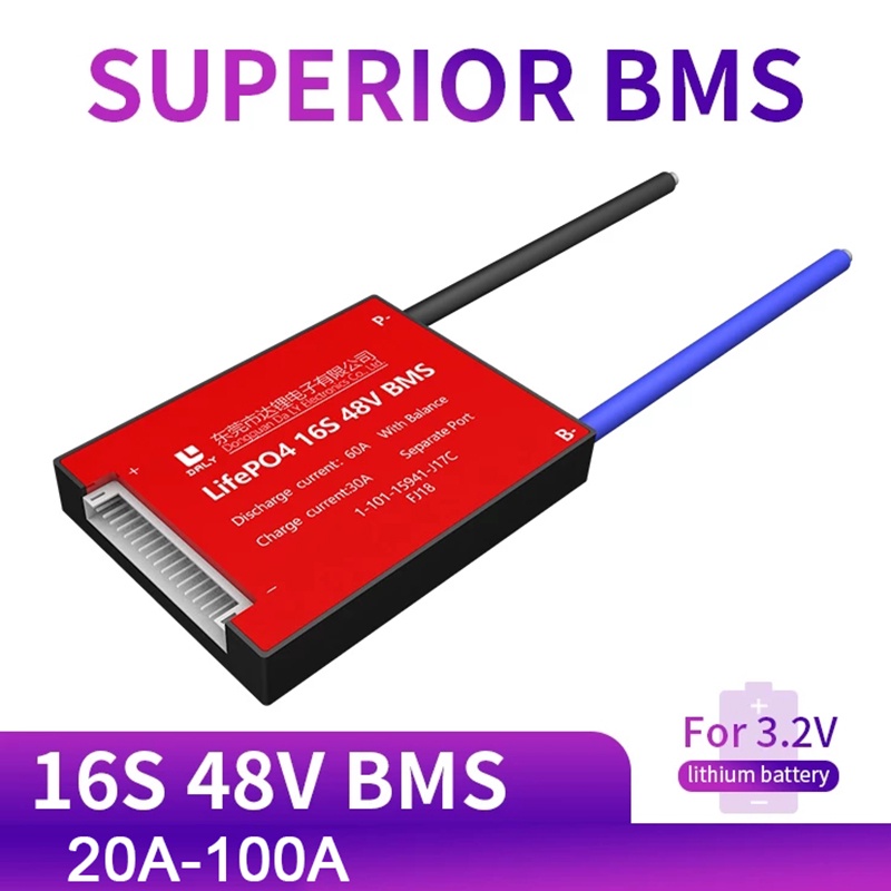 บอร์ดป้องกันแบตเตอรี่ 16S 48V 20A-100A LifePo4 BMS พร้อมสมดุล | Shopee ...