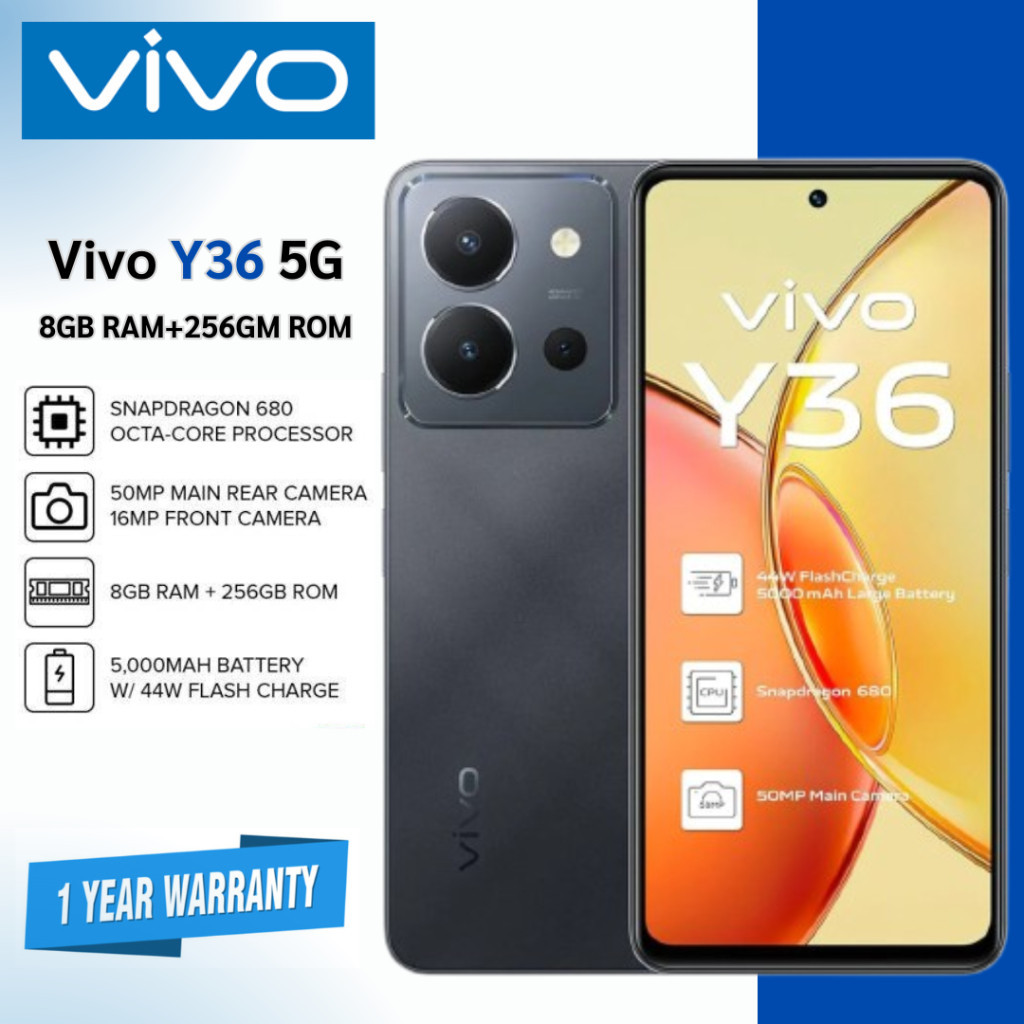Vivo Y36 (5G) 8GB+256GB Dimensity6020 Octa Core จอLCD ขนาด6.64นิ้วแบต5000 | Shopee Thailand