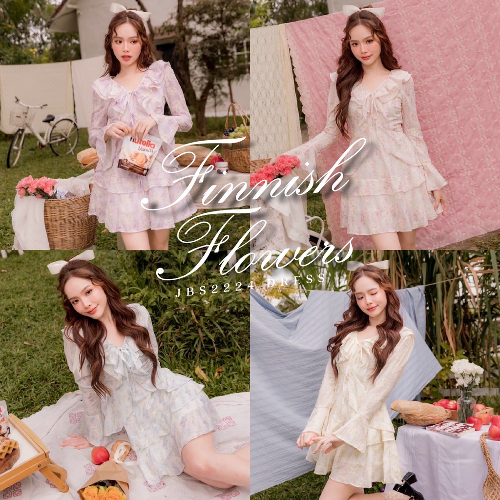 #JBS2224 Finish Flowers Dress | Shopee Thailand
