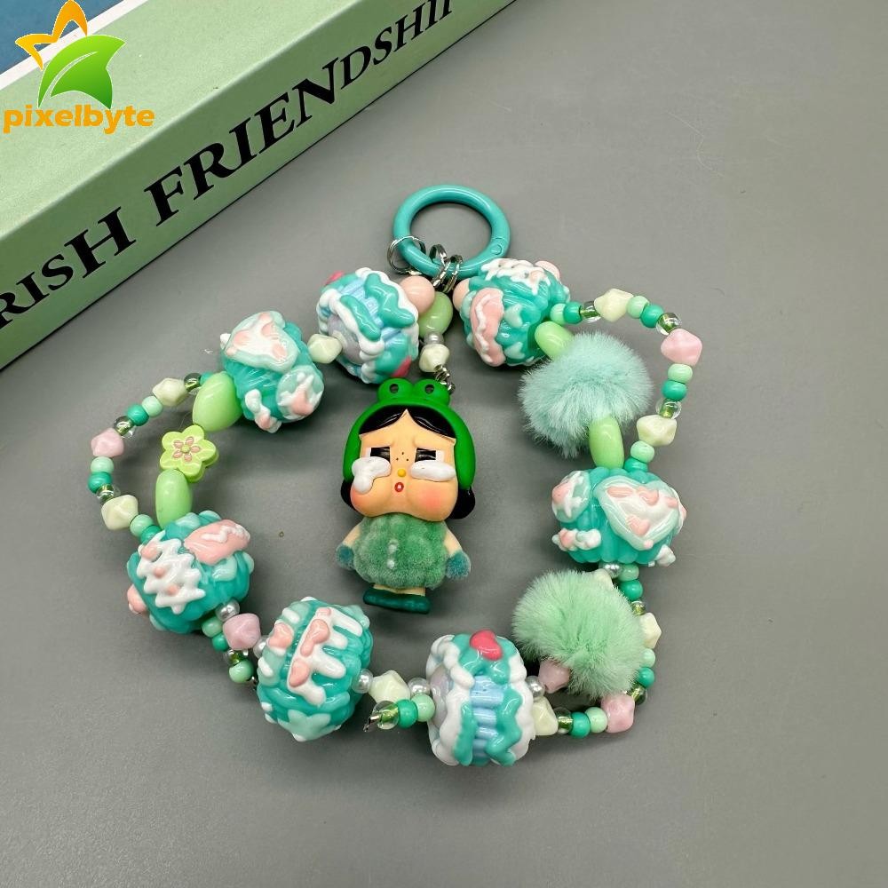 Pixelbyte ชุดตุ๊กตาพวงกุญแจ, ซิลิกาเจลสีลูกกวาด Flocking Crybaby Key แหวน, 3D Handmade Plush ...