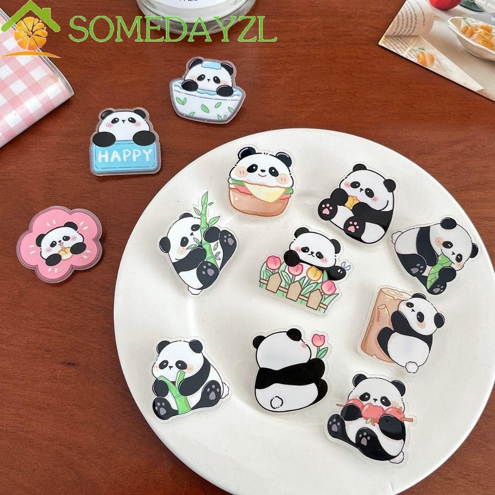 Somedayzl อะคริลิค Panda Pin, Panda น่ารักดอกไม้ Panda เข็มกลัด, Kawaii ...