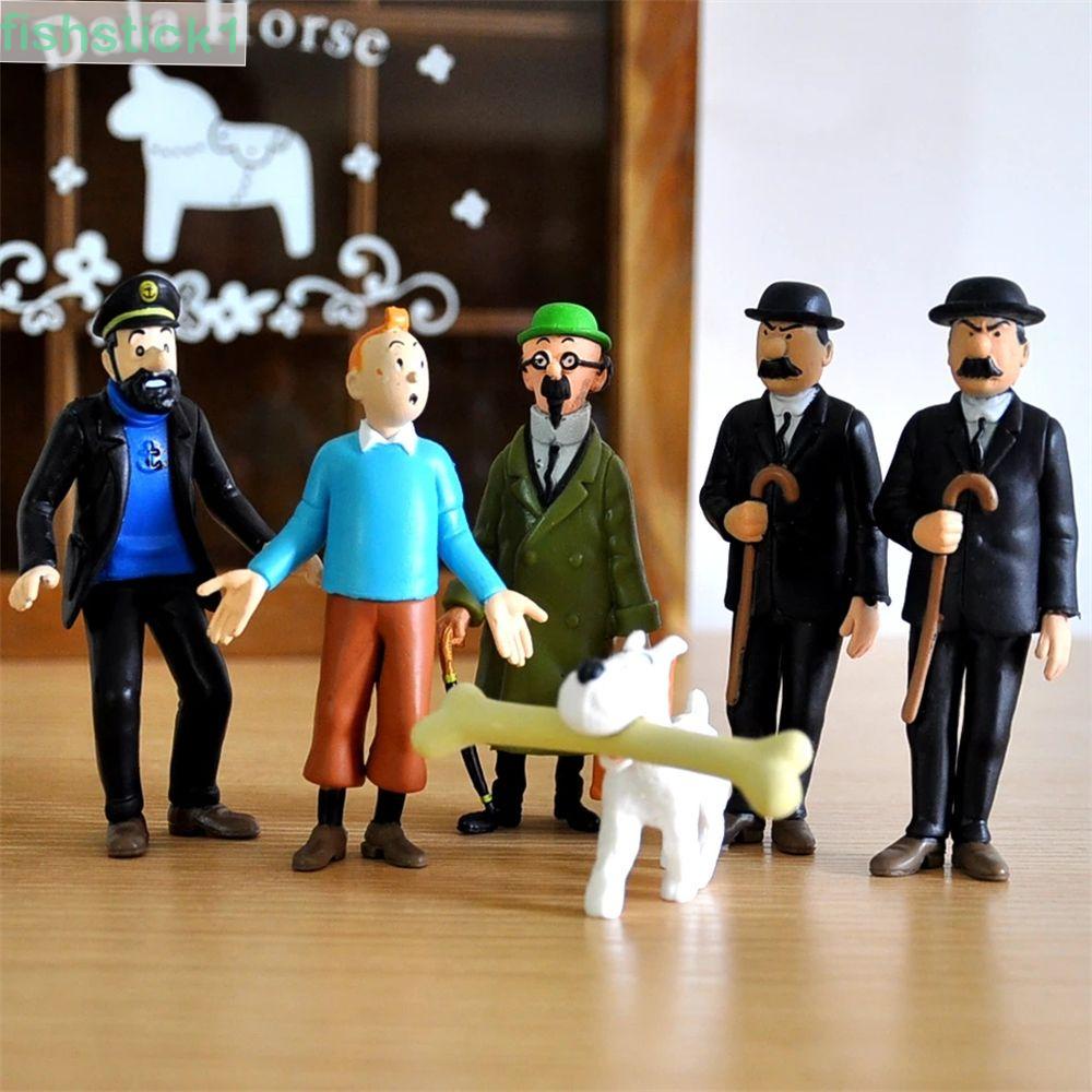 FISHSTICK1 5-8cm Explorers Tin Tin Figures Doll Miniature Model Toy The ...