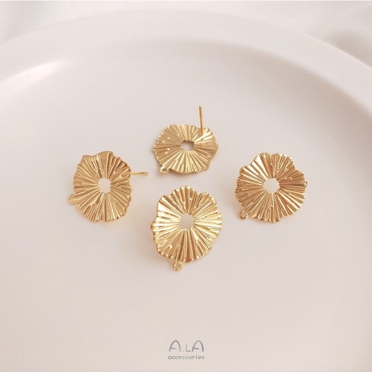 การเก็บรักษาสีทอง14K ห่อด้วยใบบัวลูกไม้แขวนต่างหู S925เข็มเงินทำมือต่างหู DIY เครื่องประดับต่าง ...