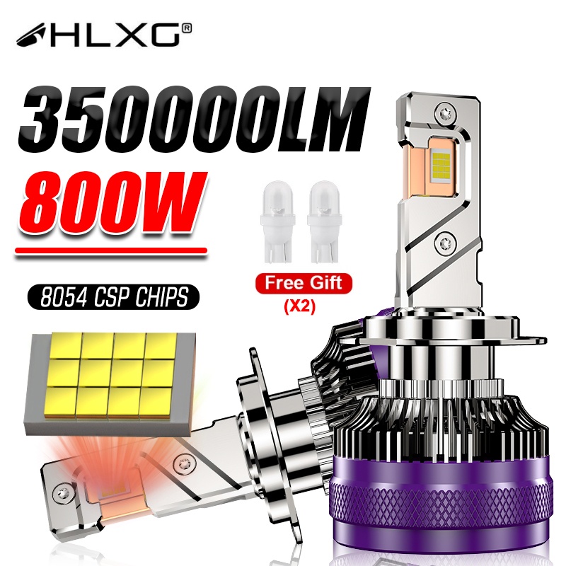 Hlxg 800W 2 ชิ้น H7 ไฟ LED ติดรถยนต์ ไม่มีข้อผิดพลาด 350000หลอดไฟหน้ารถยนต์ LED LM 8054 CSP H1 ...
