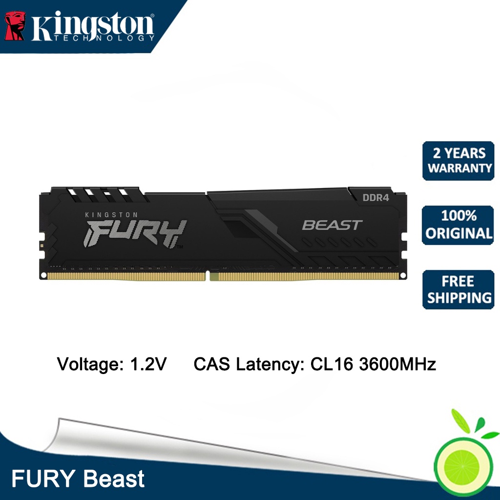 Kingston FURY Beast หน่วยความจําเมนบอร์ด CPU DDR4 RAM 32GB 3200MHz 3600MHz AMD Intel 288 PIN 1 ...