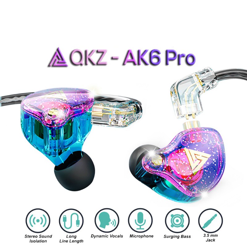QKZ AK6 Pro แบบไดนามิก 1DD หูฟังไฮไฟเบสหูฟังชนิดใส่ในหูการตรวจสอบหูฟัง ...