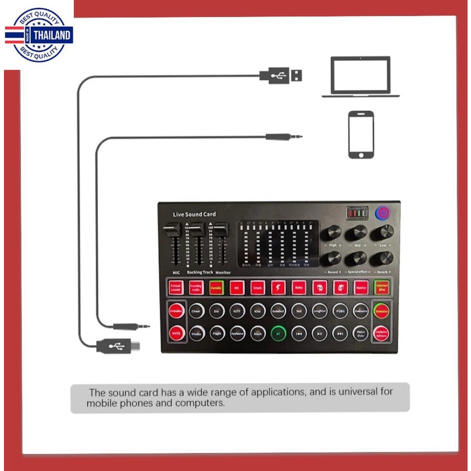 M9 Audio Sound Card การ์ดเสียง Live Voice Mixer การ์ดเสียง USB เอฟเฟกต์ ...