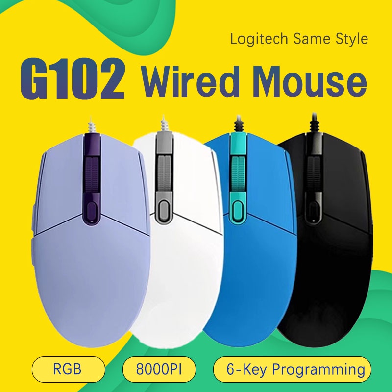 [พร้อมส่ง] G102 เมาส์เกมมิ่งมีสาย ซิงค์ไฟ RGB Logitech สไตล์เดียวกัน | Shopee Thailand