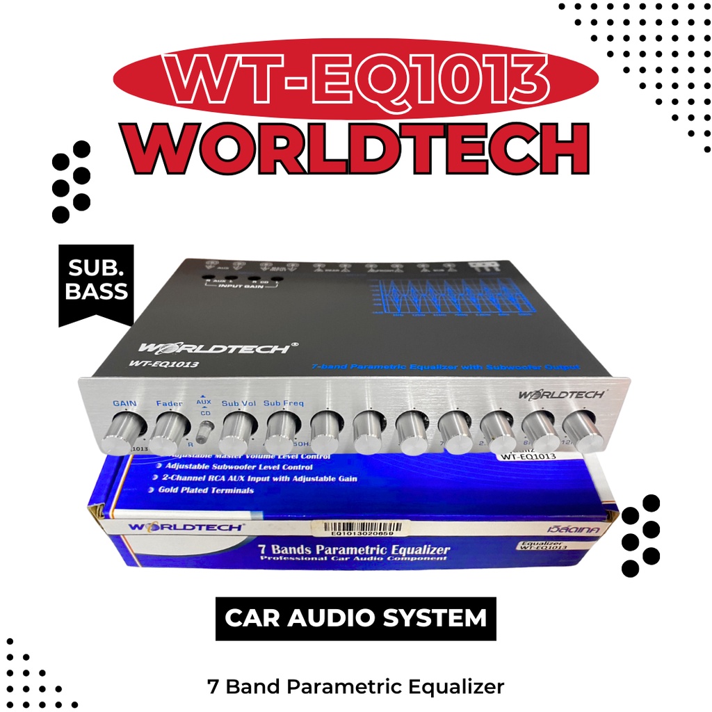 ปรีแอมป์รถยนต์ เครื่องเสียงรถยนต์ WORLDTECH รุ่น WT-EQ1013 (7 BAND) | Shopee Thailand