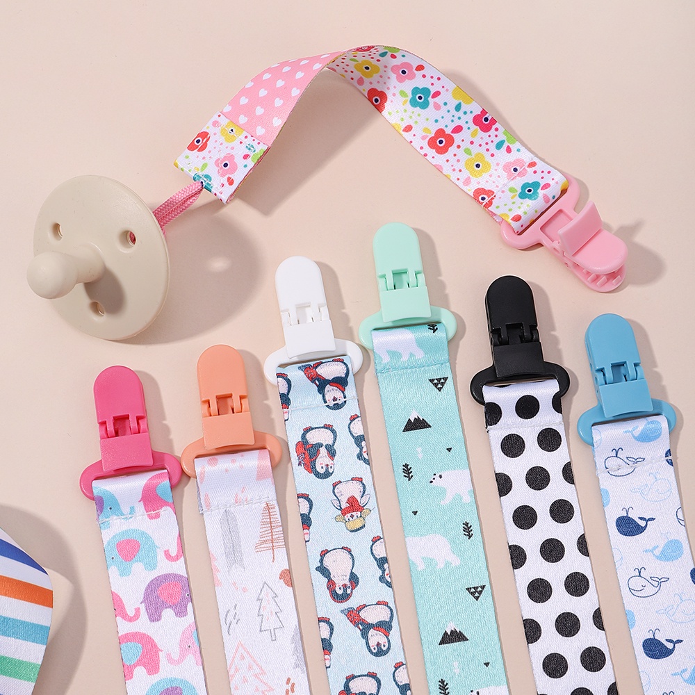 1 ชิ้นปุ่มคงที่เด็กการ์ตูน Pacifier คลิปโซ่ริบบิ้นจุกนมหลอกโซ่ Anti ...