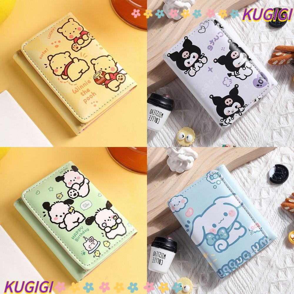 Kugigi บัตรเครดิต Holoder, PU หนัง INS สไตล์ SANRIO กระเป๋าใส่เหรียญเงิน,มินิ 3 พับหมีพูห์ ...