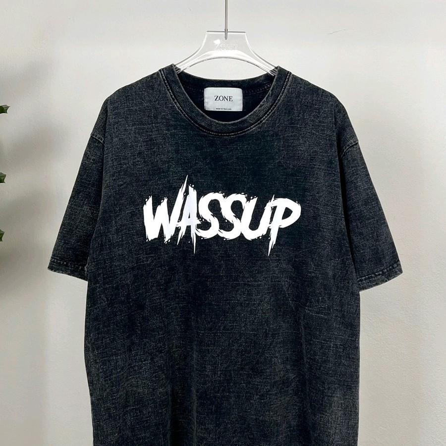 เสื้อยืดฟอกวินเทจ Oversize ลาย Wassup แบรนด์ Zone | Shopee Thailand