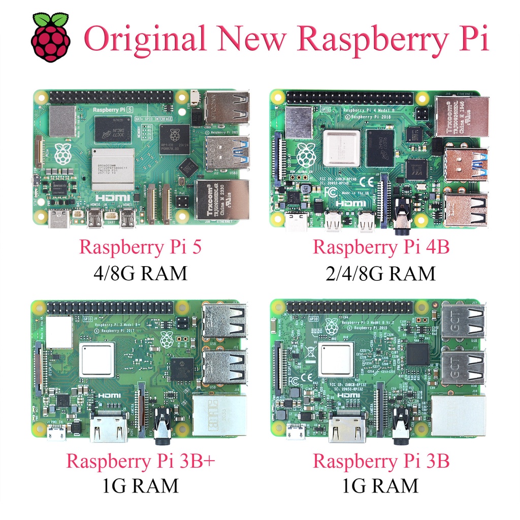 บอร์ดพัฒนา Raspberry Pi 5 4B 3B+ 3B RAM 2G 4G 8G Broadcom 4 Core CPU สําหรับ DIY การศึกษา บ้าน ...