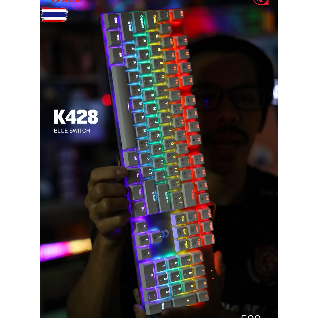 คีย์อร์ดเกมมิ่ง OKER K428 Mixed Backlit แมคานิคอล ลูสวิตช์ กดลั้นๆ | Shopee Thailand