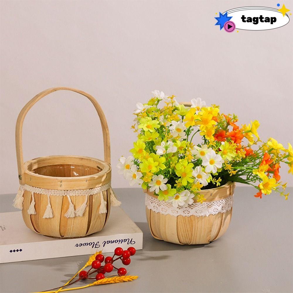 Tagtap กระเช้าดอกไม้ถักเปีย, ไม้ทนทานการจัดดอกไม้ตะกร้า, สร้างสรรค์ ...