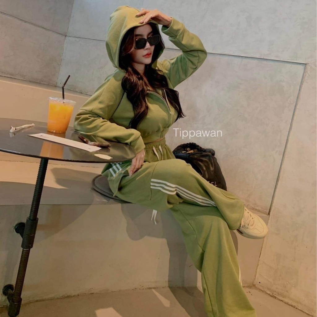 Setแขนยาว ครอปชิปหน้า พร้อมกางเกงขายาวแบบใส่สบายๆลุยๆ LTF-10121 แขนยาว | Shopee Thailand