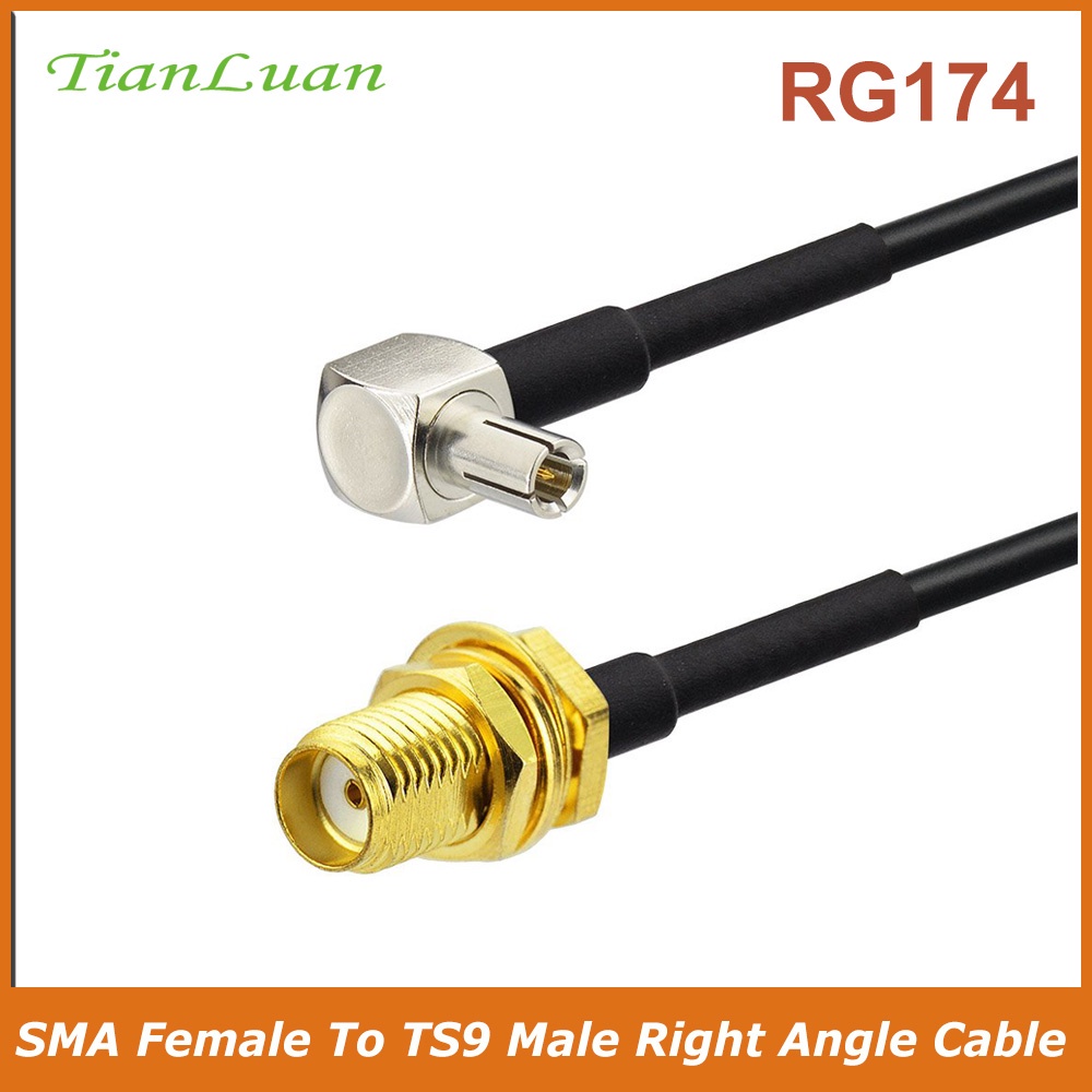 อะแดปเตอร์เสาอากาศภายนอก RG174 SMA ตัวเมีย เป็น TS9 ตัวผู้ 90 องศา ...