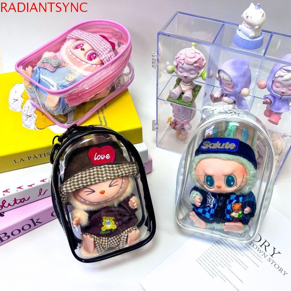 Radiantsync Labubu V2 ตุ๊กตาเก็บกระเป๋า,ฝุ่นโปร่งใส Labubu กระเป๋า,ตุ๊กตาถุงนอน Out-border Space ...