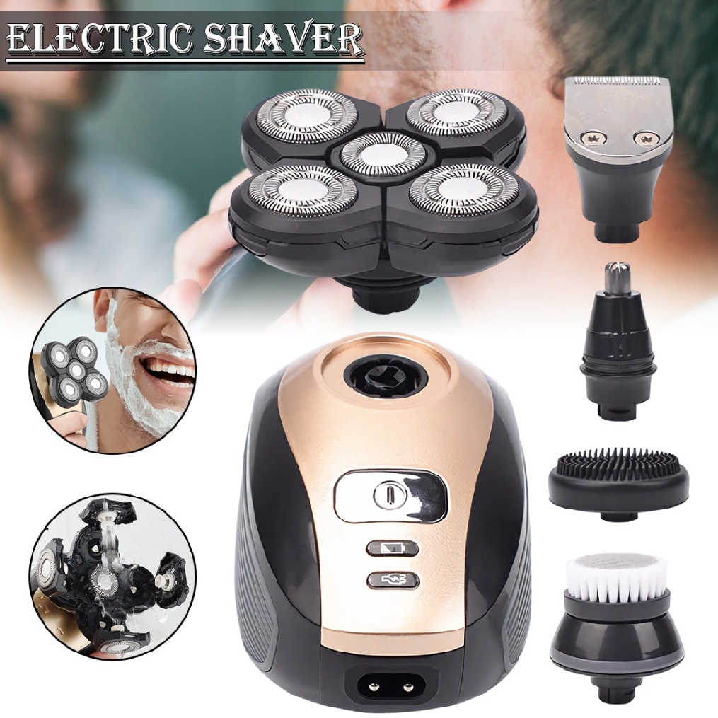5-in-1 Rotary Electric Shaver 4D Rechargeable Bald Head Hair Beard ...