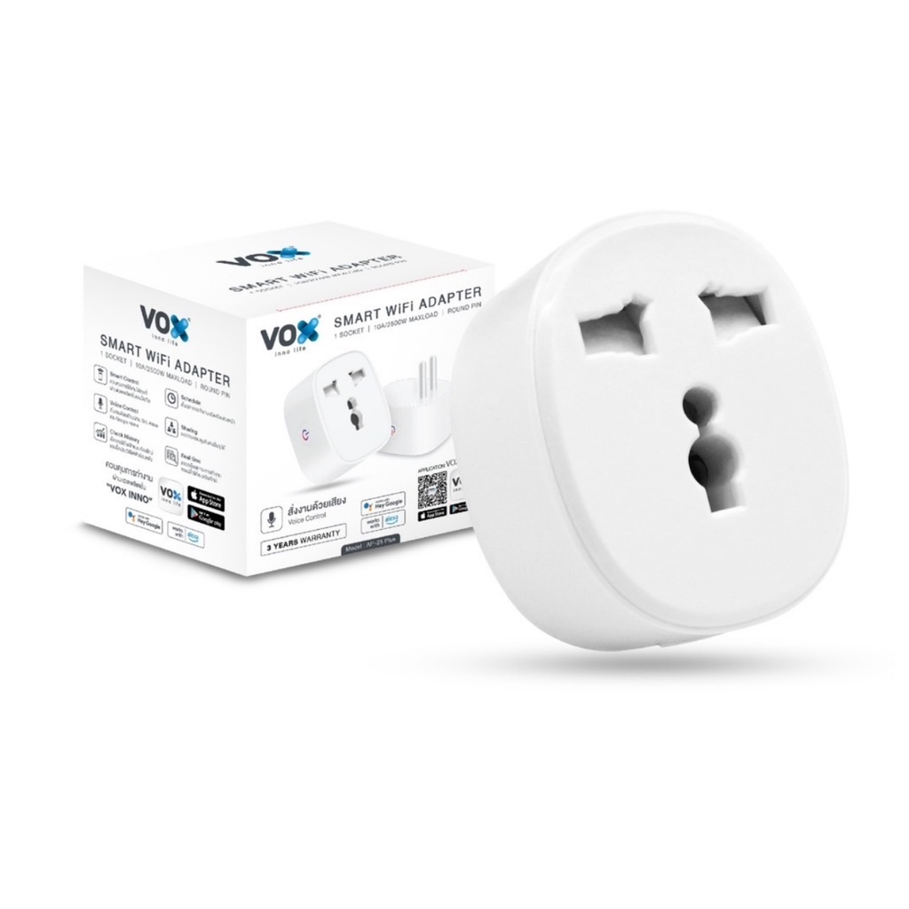 SMART Wifi ADAPTER (อะแดปเตอร์) VOX 1ช่อง ขากลม ควบคุมได้ทุกที่ ผ่านแอพ ...