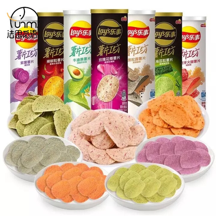 Fasimiyu Lay’s Truffle เลย์รสทรัฟเฟิล อโวคาโด มันม่วง แฮม กุหลาบ เลย์สแตคส์ไต้หวันแบบกระป๋อง ...