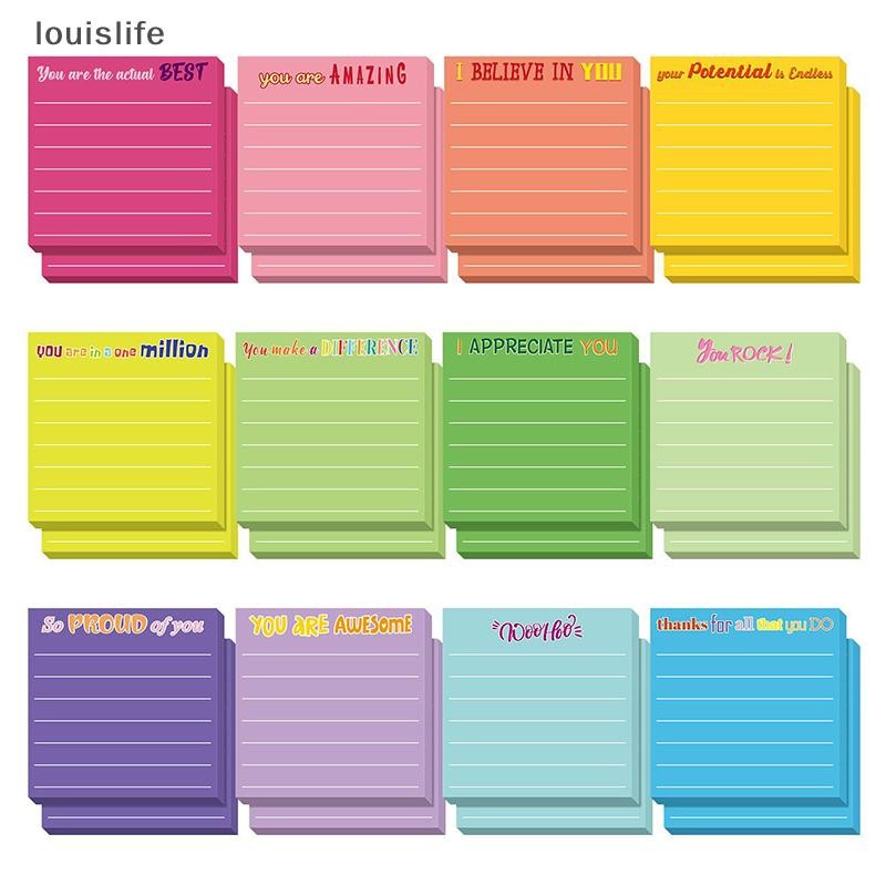 Leth 12 ชิ้นสร้างแรงบันดาลใจ Sticky Notes พร้อมเส้นน่ารักสร้างแรงบันดาล ...