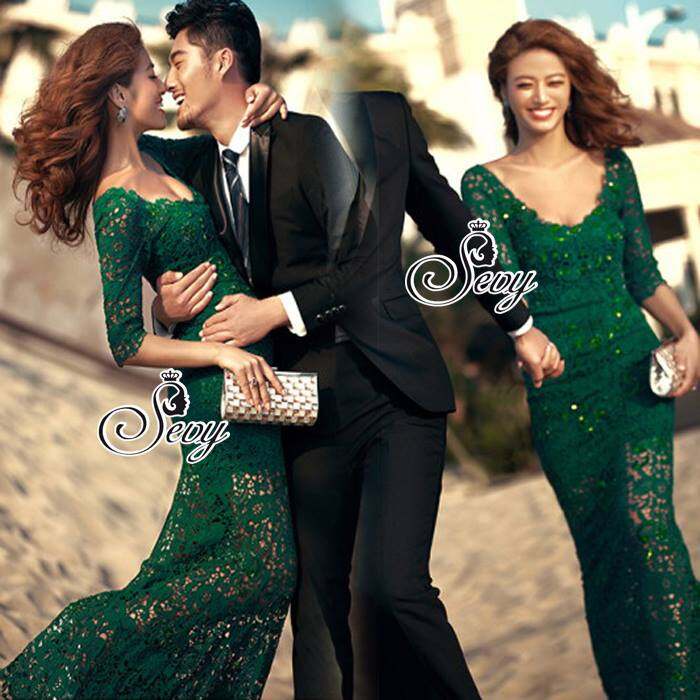 แม็กซี่เดรส SEVY / Sevy Pre Wedding Italy Lace Gala Dress ผ้าลูกไม้ ซับใน เข้ารูป มีฟองน้ำเสริม ...