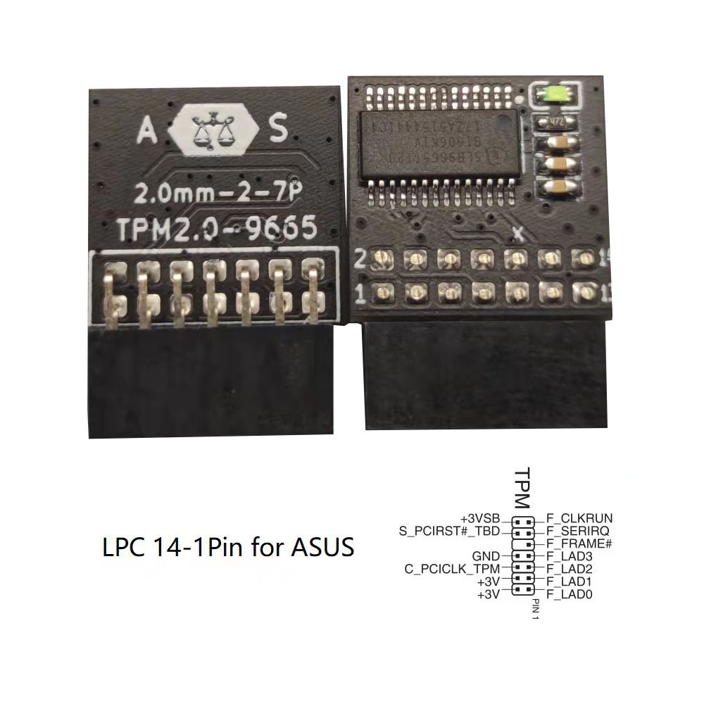 Tpm 2.0 โปรเซสเซอร์เข้ารหัส LPC บอร์ดอินเตอร์เฟซ การ์ดระยะไกล สําหรับ ASUS / MSI / ASRock ...