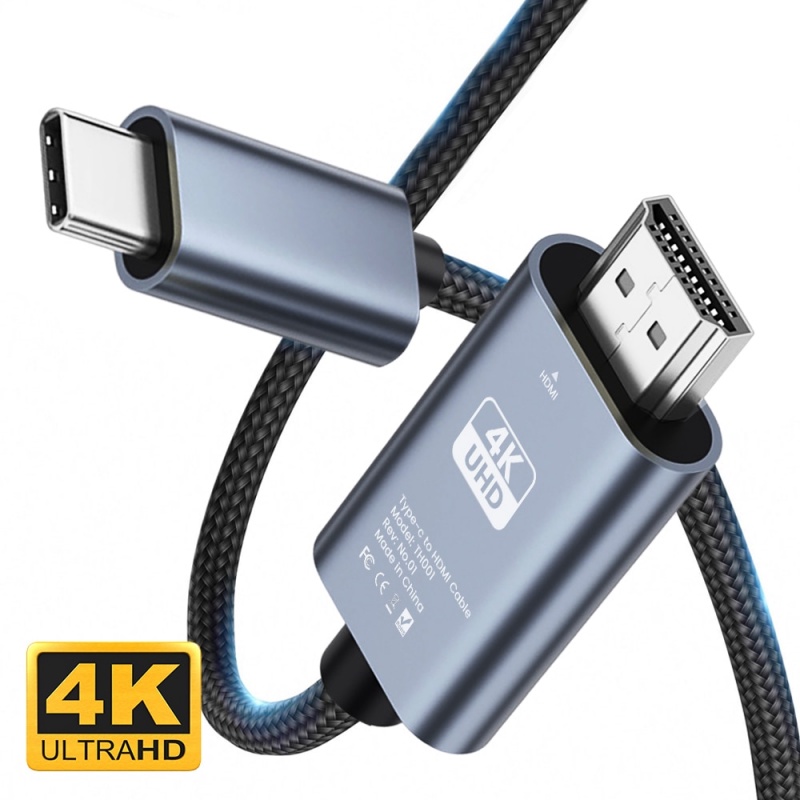 สายเคเบิลอะแดปเตอร์ USB C เป็น HDMI 6.6 ฟุต 4K@60hz Type-C เป็น HDMI ความเร็วสูง สําหรับ MacBook ...